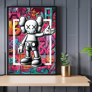 Kaws Graffiti Poster, Set of 3, Kaws Wall Art Colorful, Hypebeast Decor ...