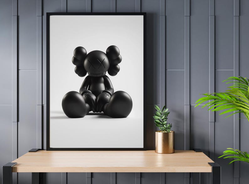 Black and White Kaws Poster, Set of 3, Minimalist Kaws Wall Art ...