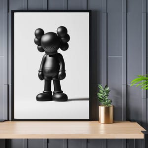 Black and White Kaws Poster, Set of 3, Minimalist Kaws Wall Art ...