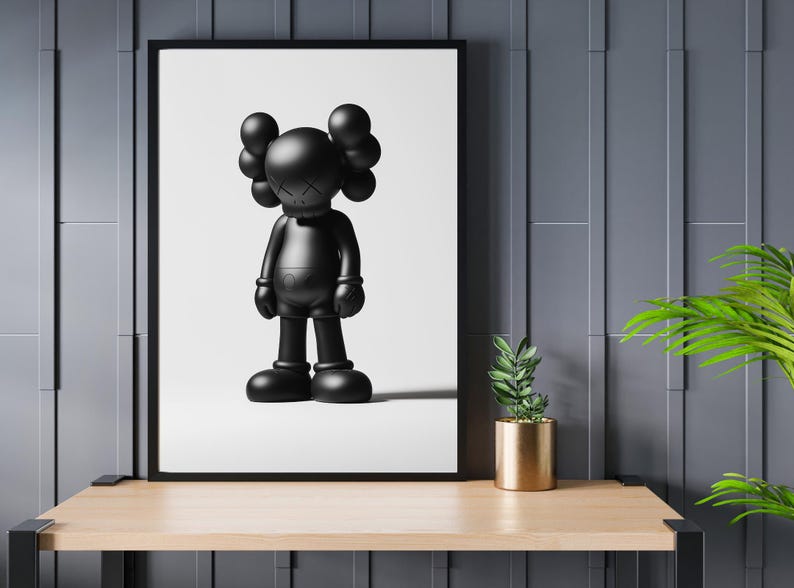 Black and White Kaws Poster, Set of 3, Minimalist Kaws Wall Art ...