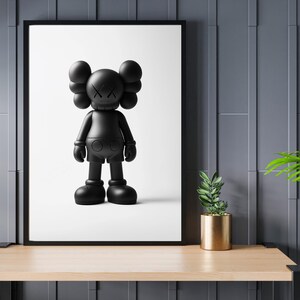 Black and White Kaws Poster, Set of 3, Minimalist Kaws Wall Art ...