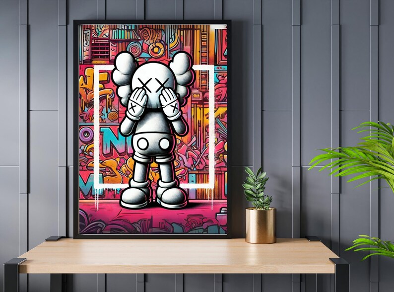 Kaws Graffiti Poster, Set of 3, Kaws Wall Art Colorful, Hypebeast Decor ...