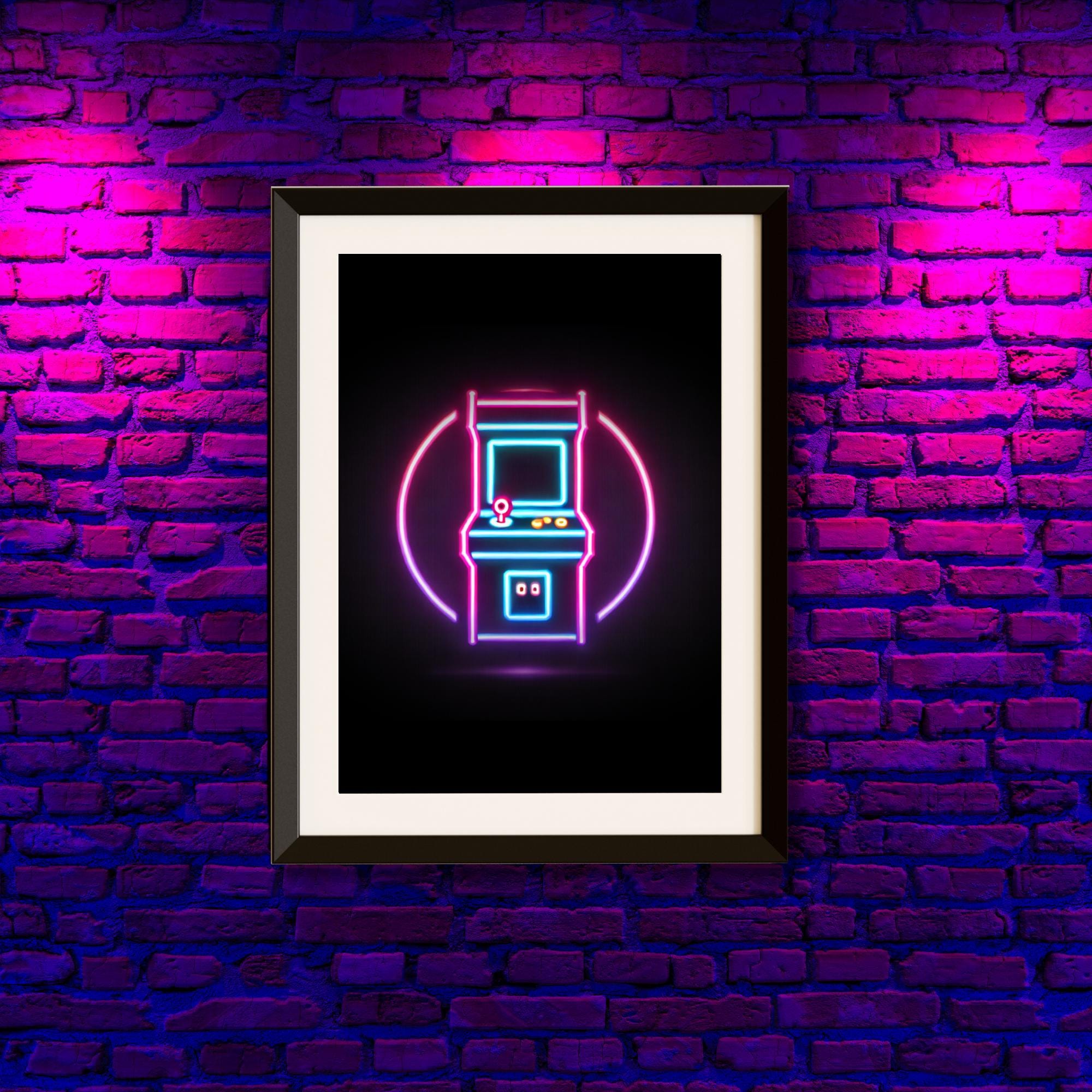 Videogame Poster Neon Arcade, Digital Gamer Wall Art, Gamer Gift ...