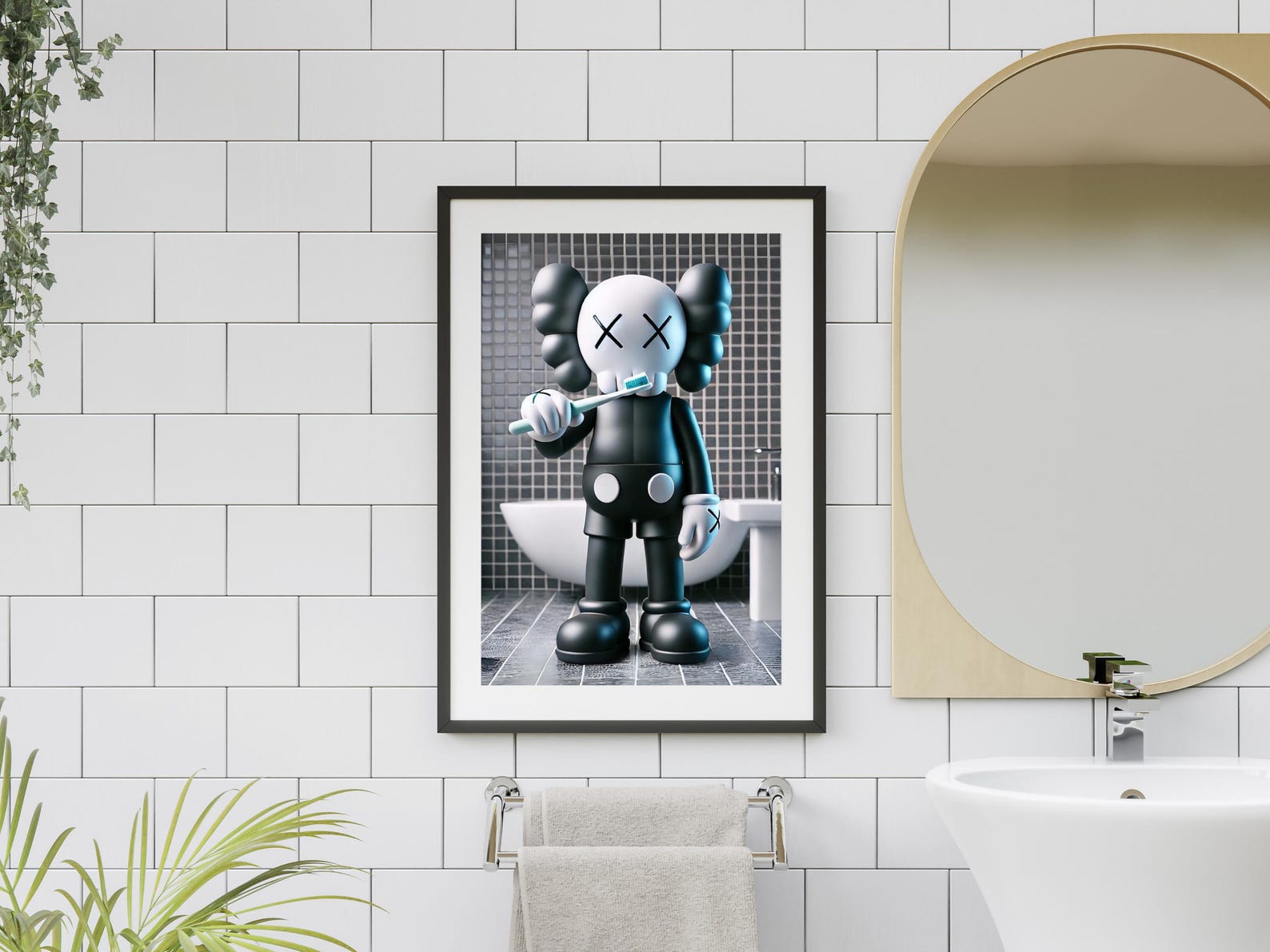 Black Kaws Bathroom Bundle, Set of 3, Funny Bathroom Wall Art ...