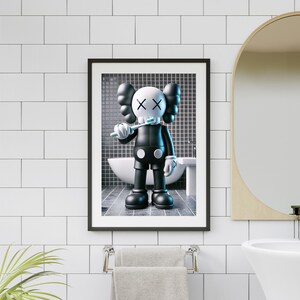 Black Kaws Bathroom Bundle, Set of 3, Bathroom Wall Art, Hypebeast ...