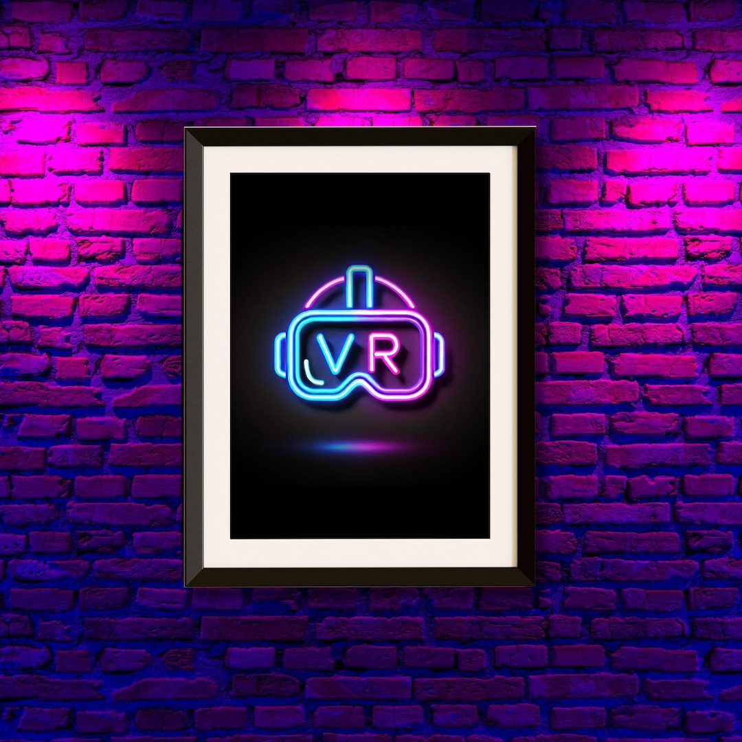 Neon VR Wall Art, Virtual Reality Poster, Colorful Gaming Print, Game ...