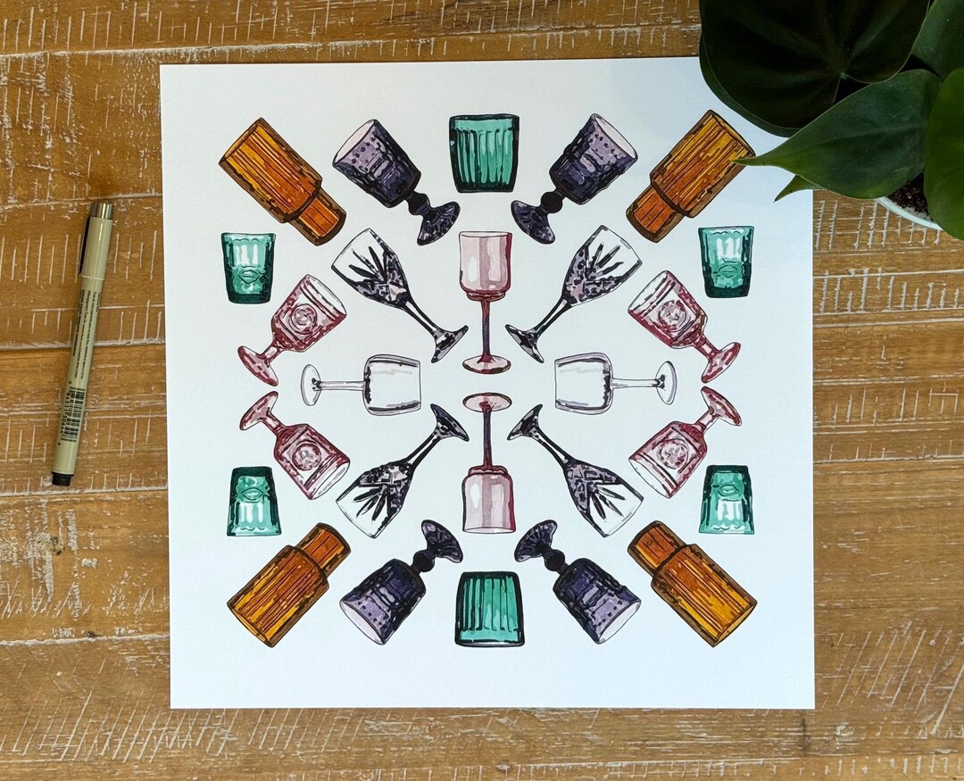 Glassware-006 | Symmetrical Glassware Art Print | Original Alcohol ...