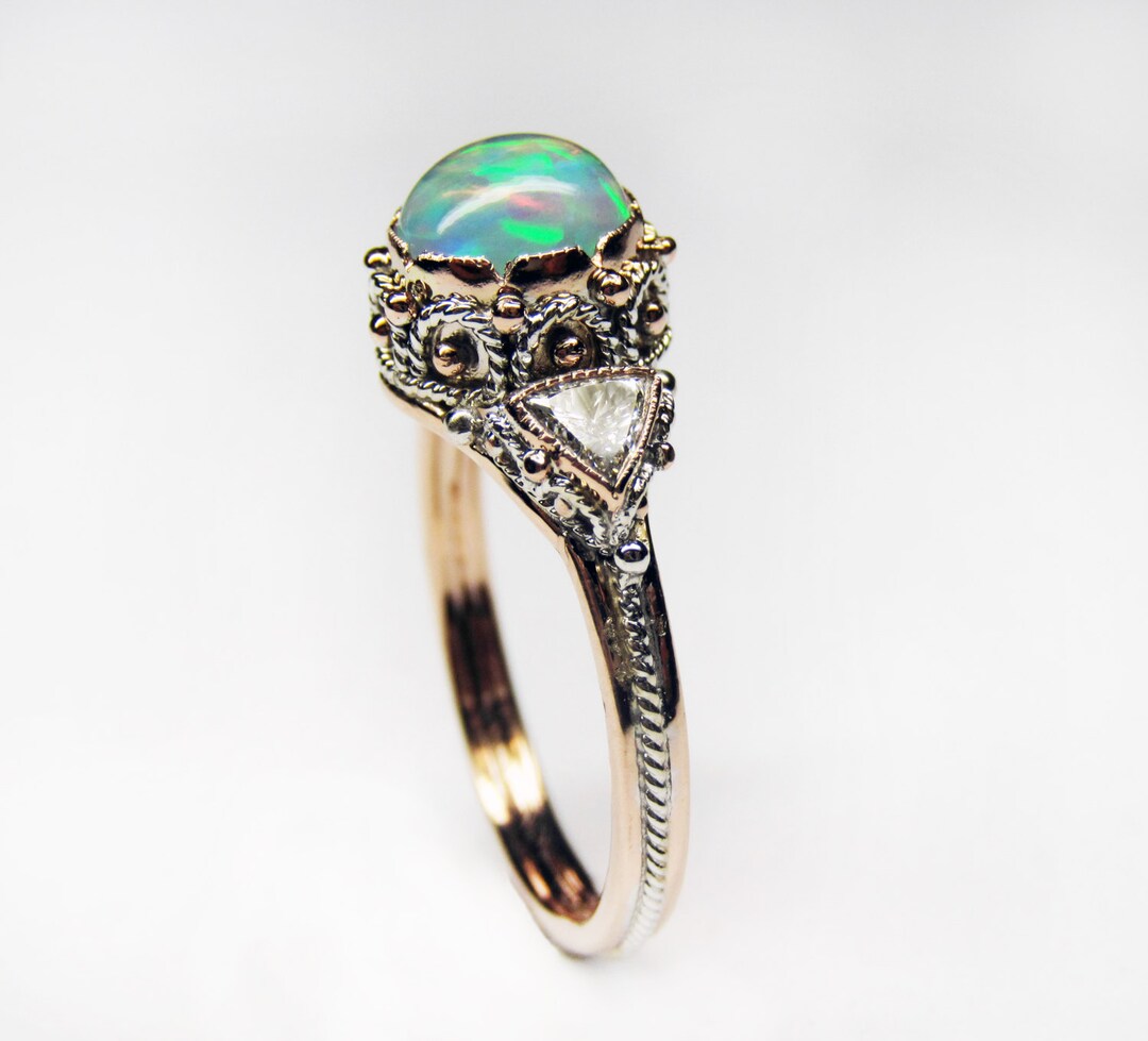 Opal Diamond Dream Ring - in 14K Rose Gold - Etsy