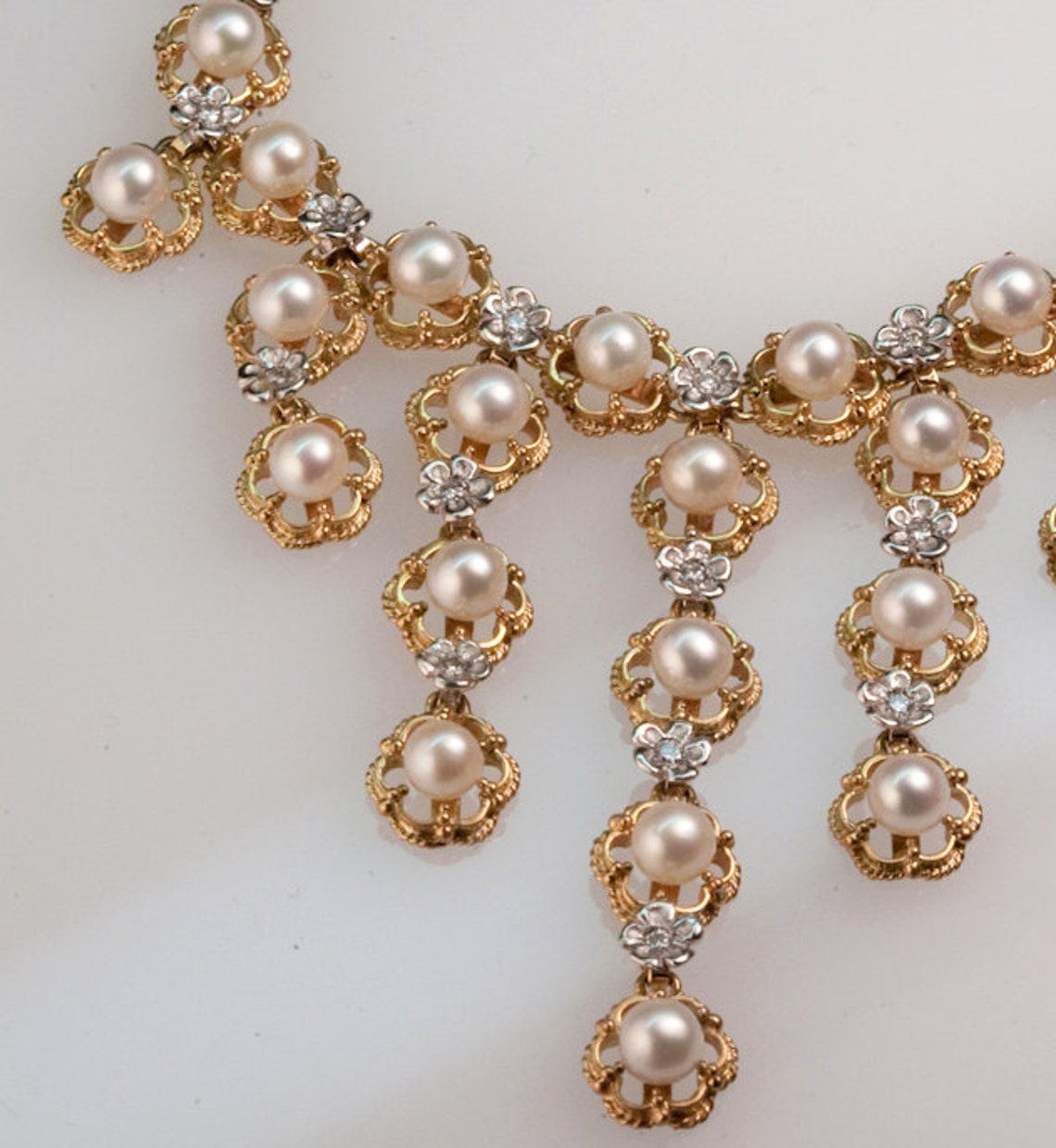 Pearl & Diamond Princess Necklace - Etsy