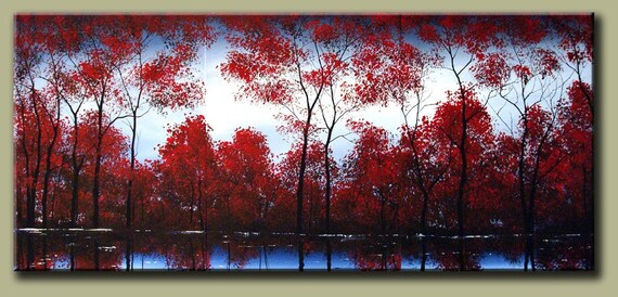 Items similar to Abstract Tree Landscape Art Large Art Forest Painting ...