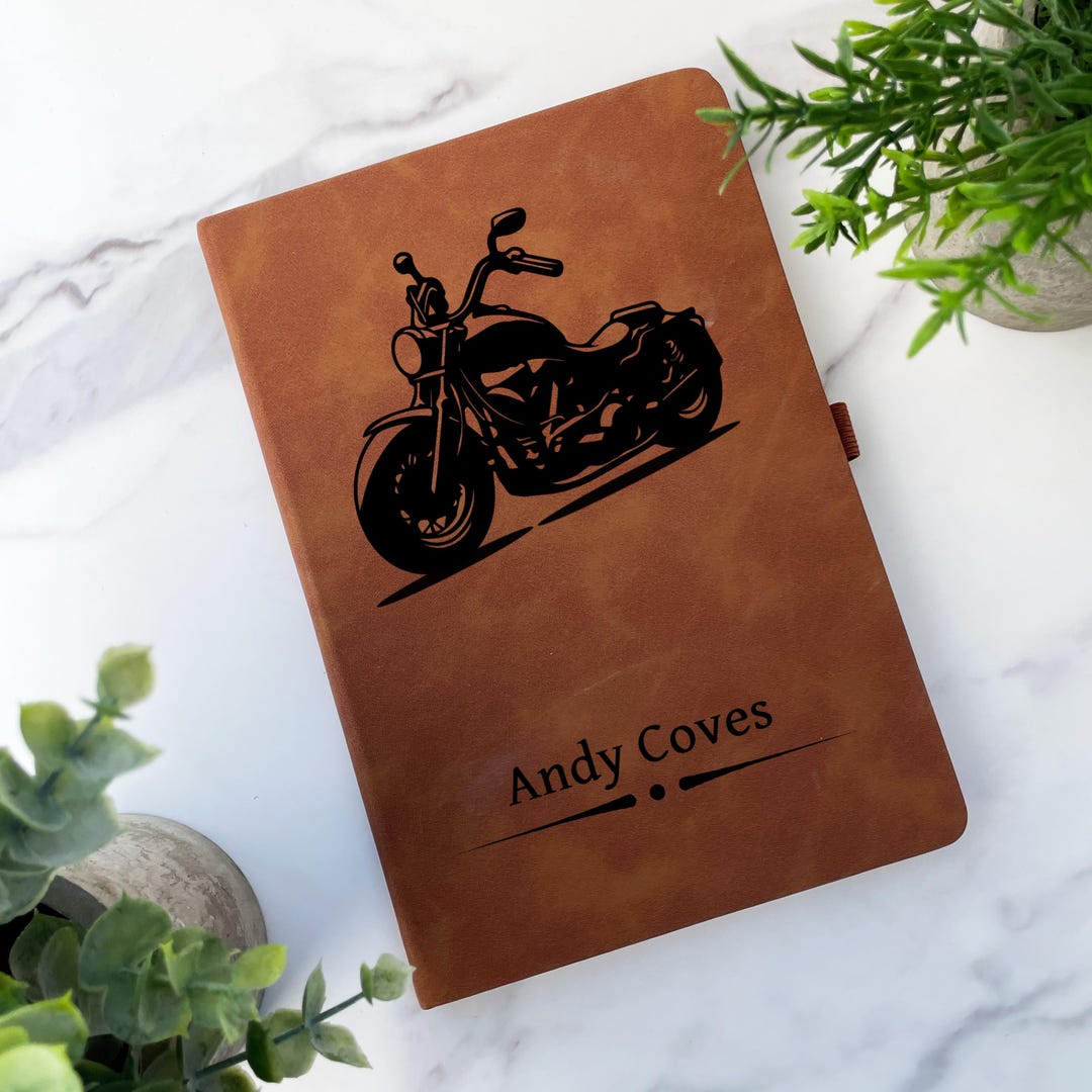 Motorcycle Travel Leather Journal | Motorcycle Diary Gift Personalized ...