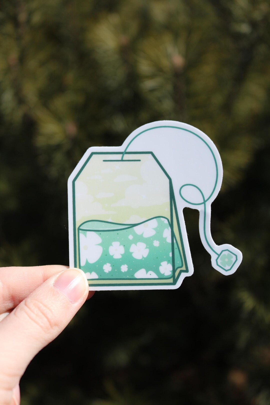 3" Green Matte Vinyl Springtime Tea Bag Sticker - Etsy