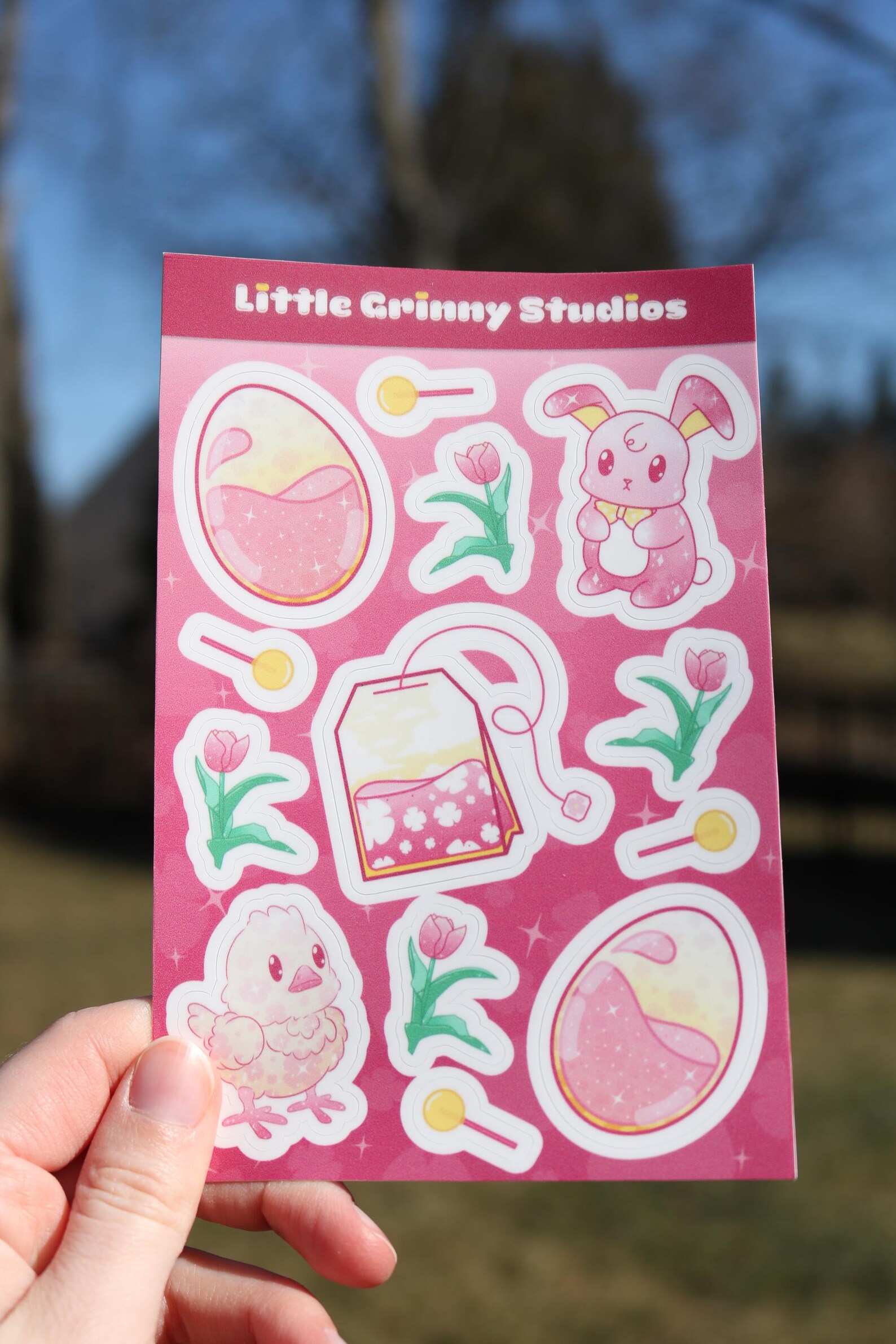 Cute Pink and Yellow Springtime Easter Sticker Sheet - 4" X 6" - Etsy