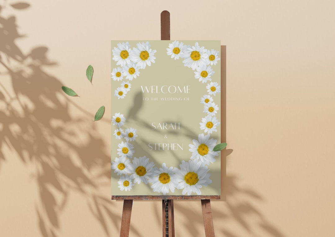 Daisy Welcome Sign Wedding Digital Canva Template for Personalized ...