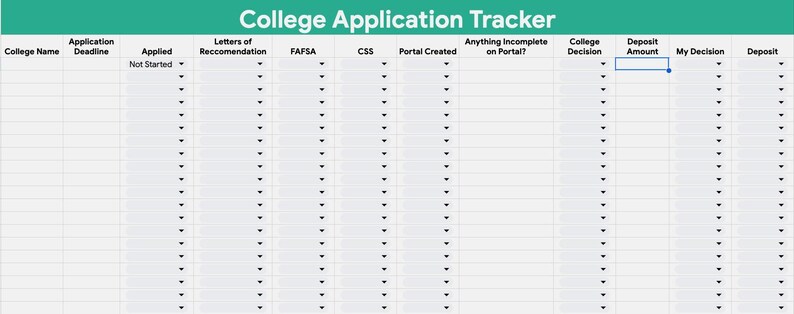 College Application Tracker - Etsy