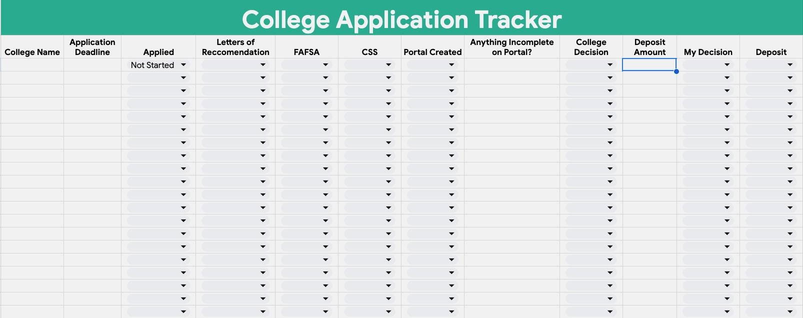 College Application Tracker - Etsy