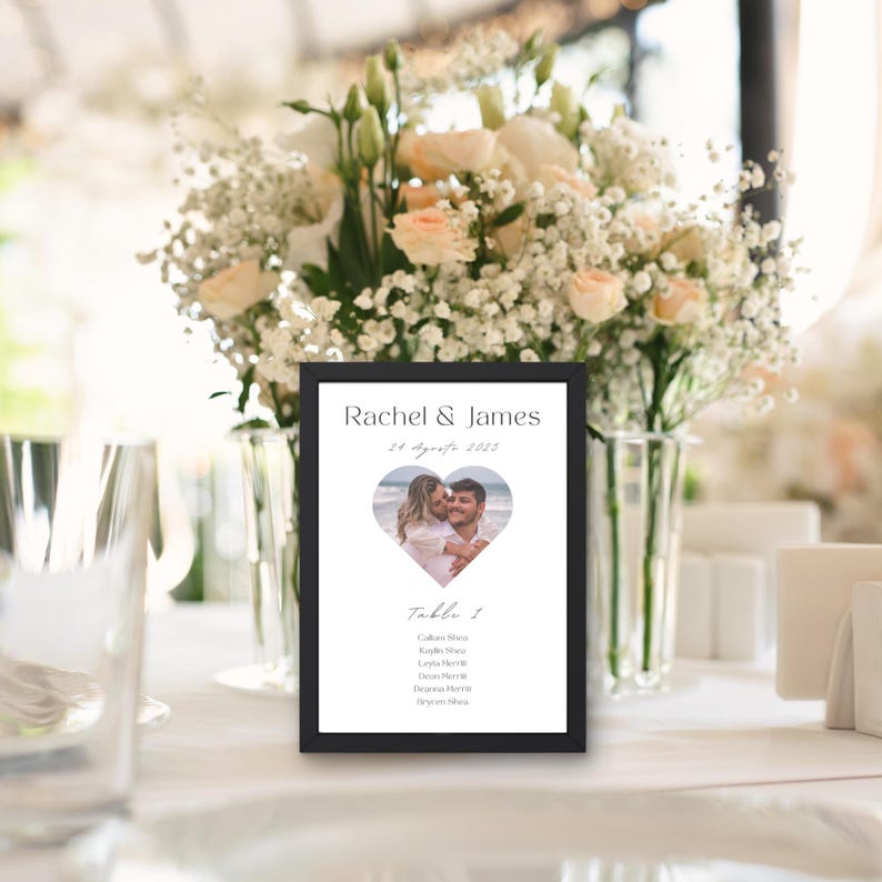 Wedding Table Seating Chart With Photo+ FREE Header; 5x7, 4x6 Editable ...