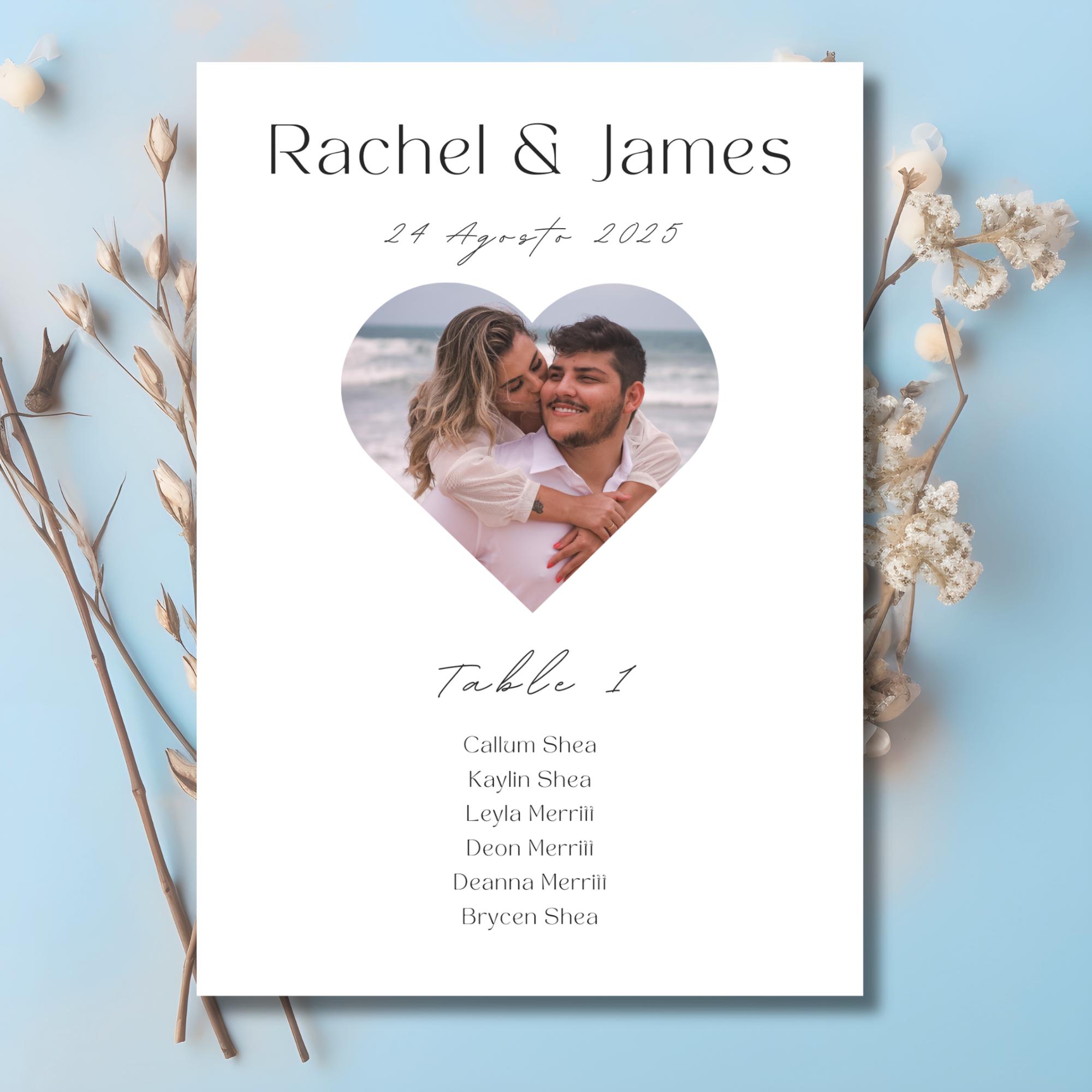 Wedding Table Seating Chart With Photo+ FREE Header; 5x7, 4x6 Editable ...