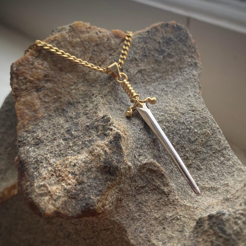 Two Tone Sword Pendant - Etsy UK