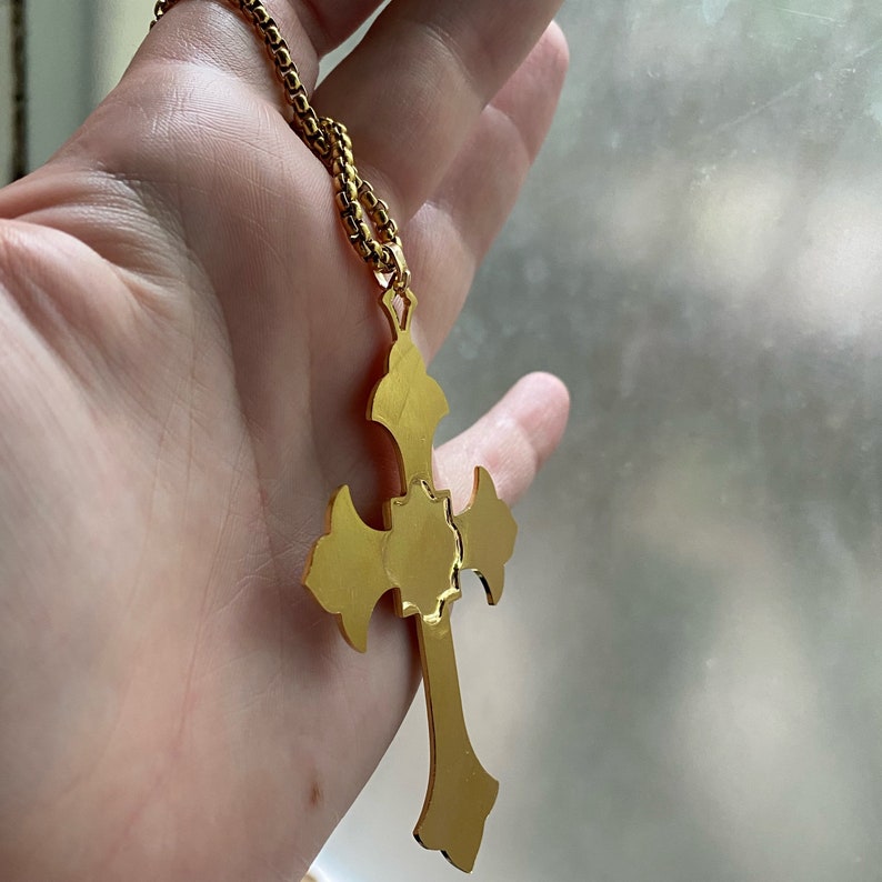 Large Ornate Gold Alpha and Omega Cross on Custom Chain W/ - Etsy