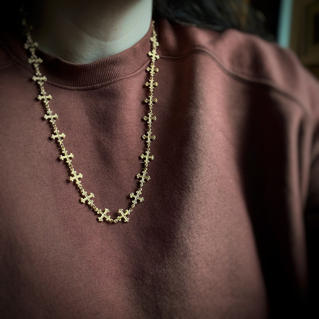 Medieval Cross Link Chain - Gold Plated or Polished Pewter (silver ...