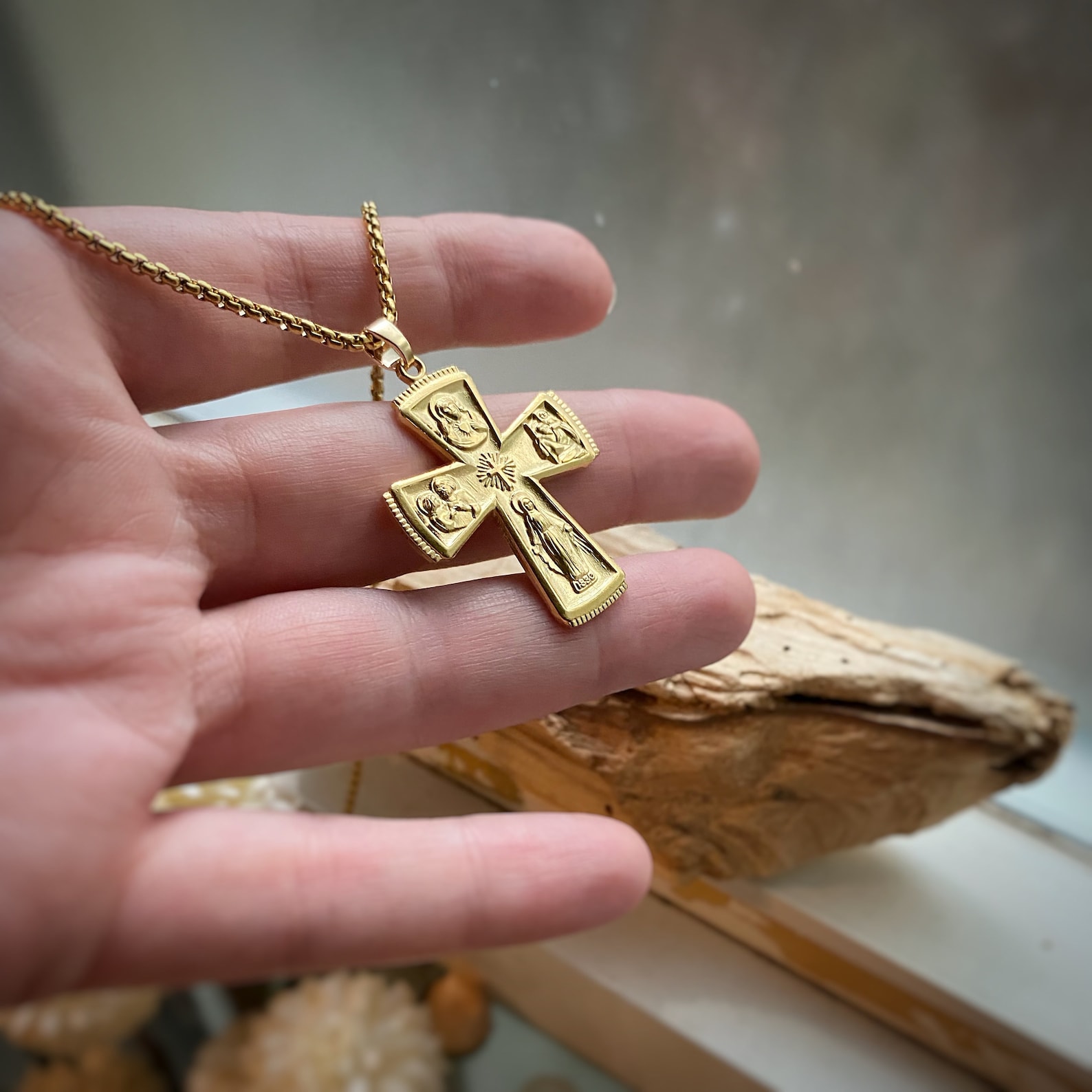 Scapular Cross Miraculous Medal Gold Pltd. With Virgin Mary, Sacred ...