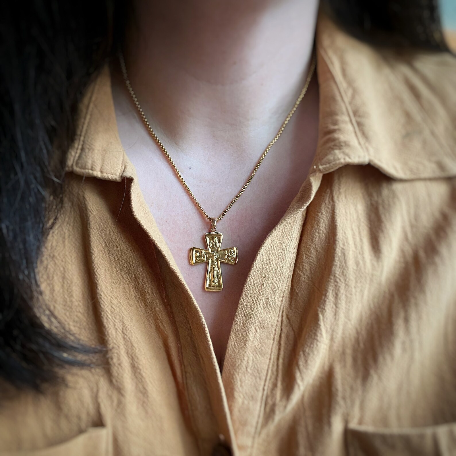 Scapular Cross Miraculous Medal Gold Pltd. With Virgin Mary, Sacred ...