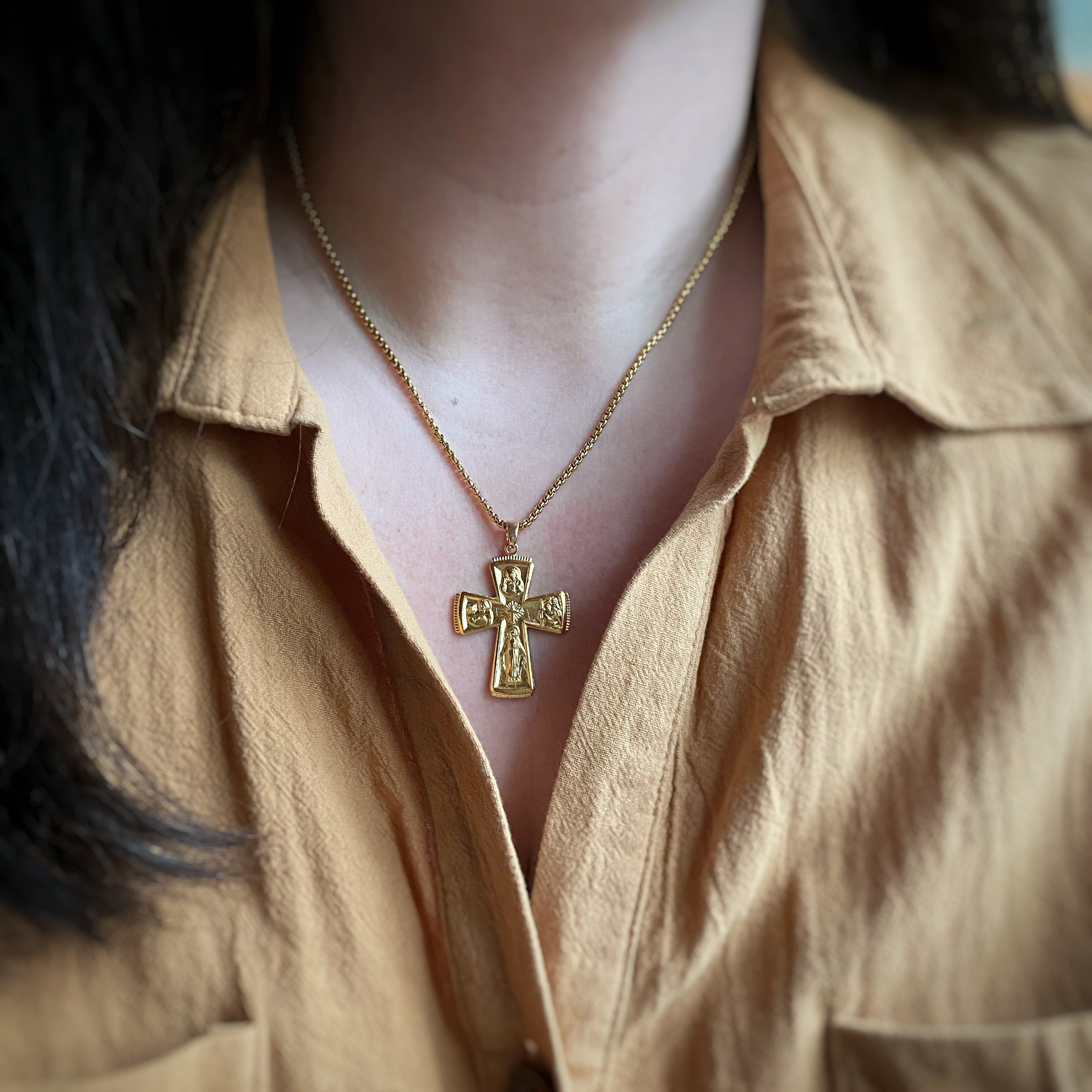 Scapular Cross Miraculous Medal Gold Pltd. With Virgin Mary, Sacred ...