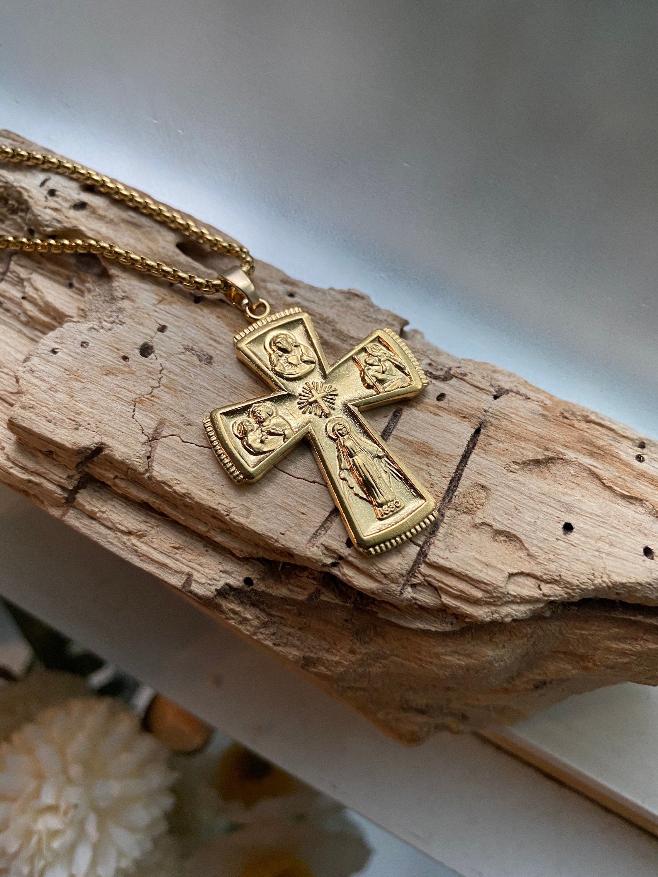 Scapular Cross Miraculous Medal Gold Pltd. With Virgin Mary, Sacred ...
