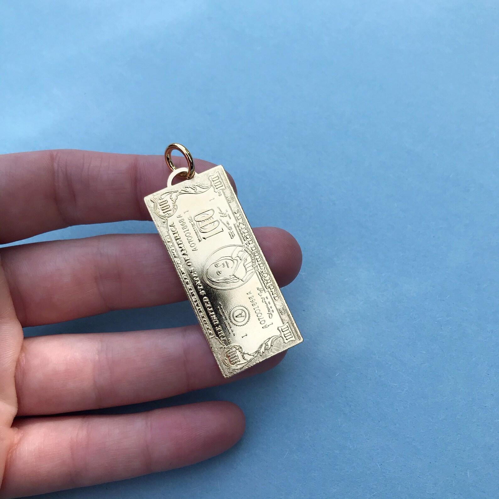 Money Pendant, 100 Dollar Bill United States of America Pendant in Gold ...