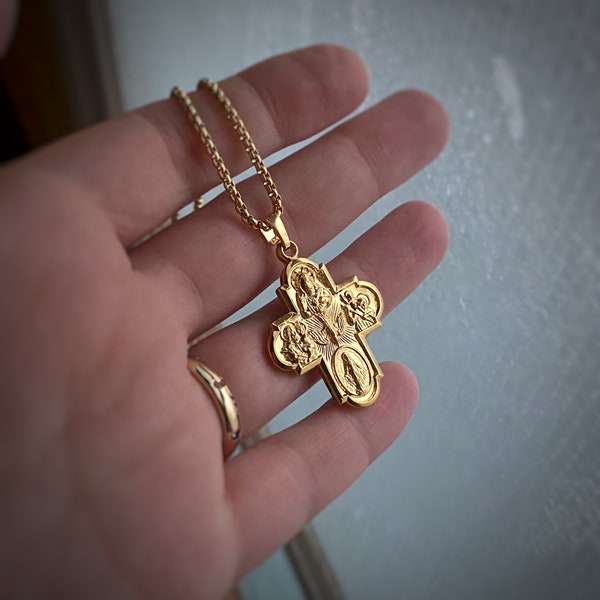 Chaîne avec croix et médaille miraculeuse - Etsy France