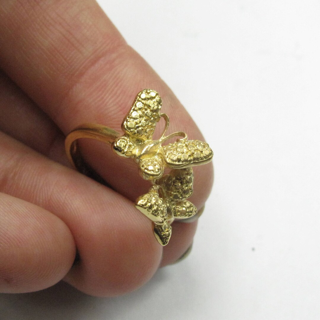 CLASSIC Butterfly Ring in 22k Gold or Silver - Double Butterflies, Two ...