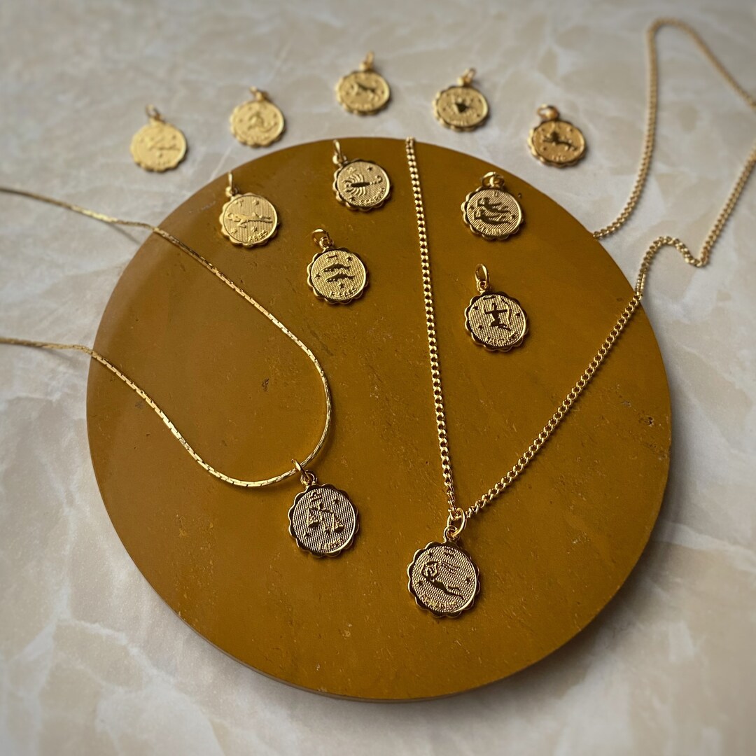 Solid Gold Mini Scalloped Edge 10k or 14k Yellow or Rose Gold Coin ...