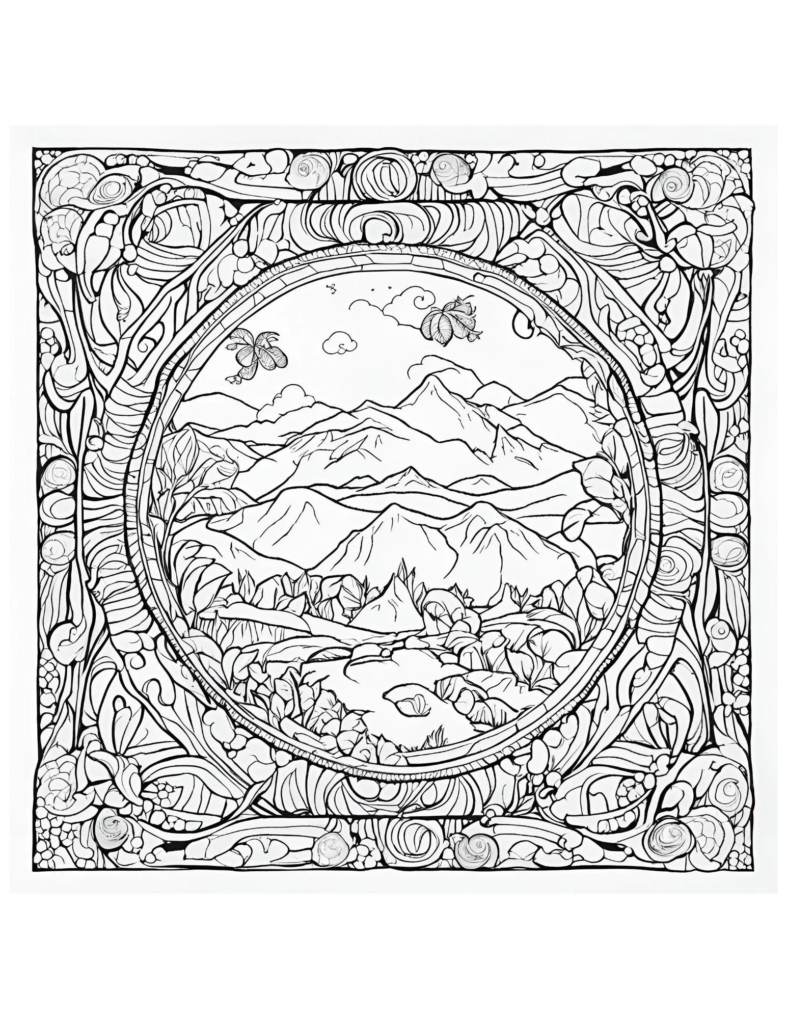 Coloring Pages, Garden/landscape Designs, Complex Enough for Adults but ...