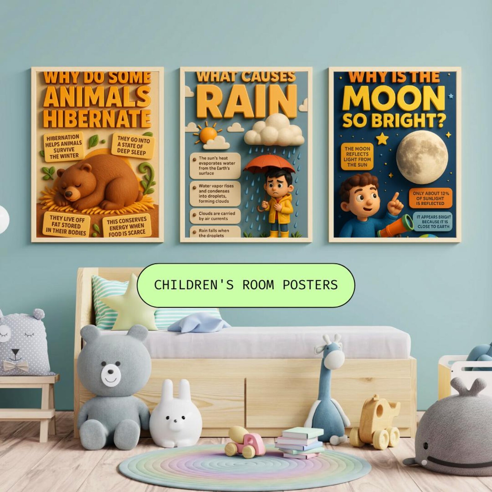 3D Kids Educational Poster | Why Do Some Animals Hibernate? | Wall Art ...