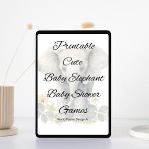 Cute Baby Elephant Baby Shower Games Pack, Digital Download, Baby ...