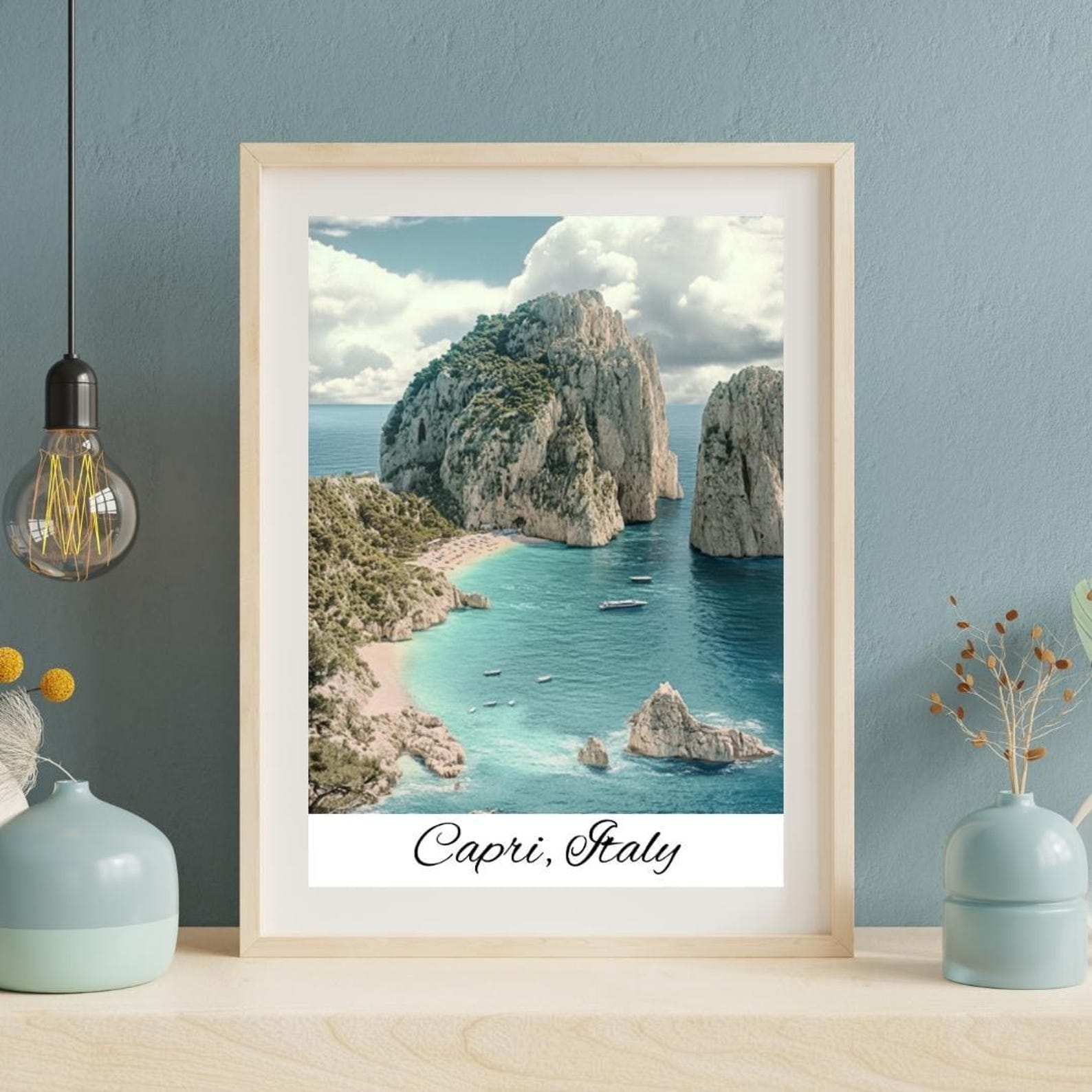 Capri, Italy, Wall Art Posters, Cafe Wall Decor, Home Wall Art, Digital ...