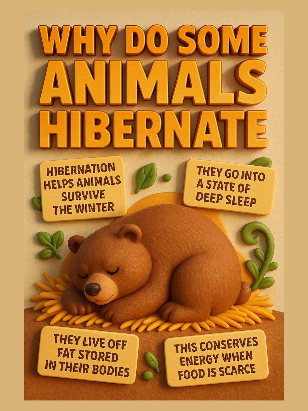 3D Kids Educational Poster | Why Do Some Animals Hibernate? | Wall Art ...