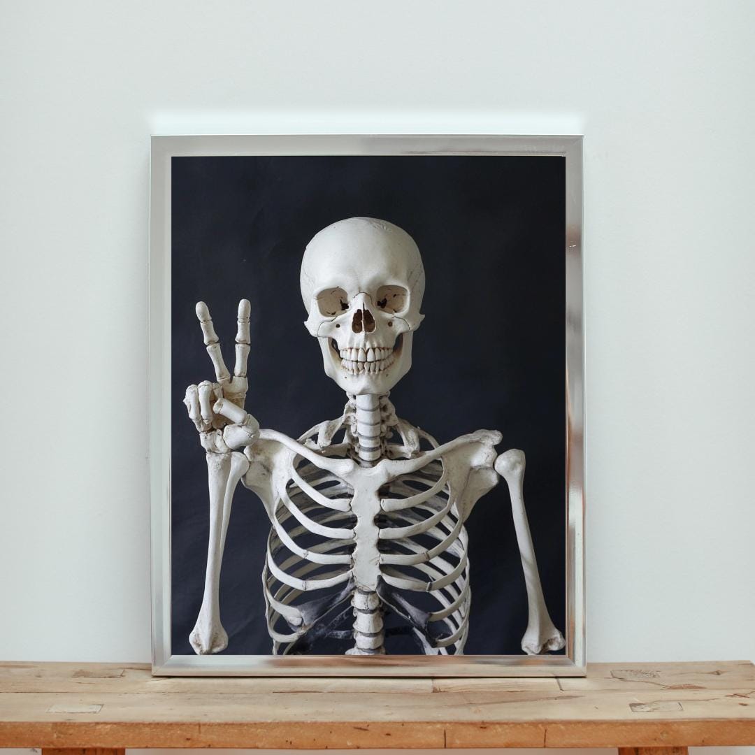 Halloween Creepy Scary Skeleton Poster, Digital Wall Art Print, Spooky ...