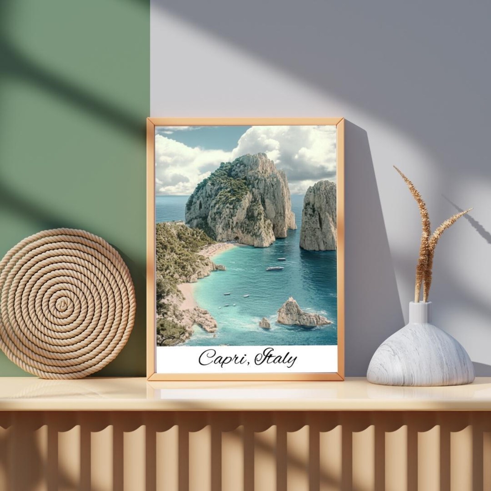Capri, Italy, Wall Art Posters, Cafe Wall Decor, Home Wall Art, Digital ...