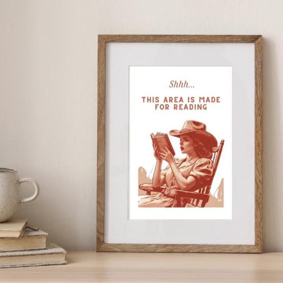 Cowgirl Reading Poster – Vintage Western Wall Art Reading Nook | Rustic ...