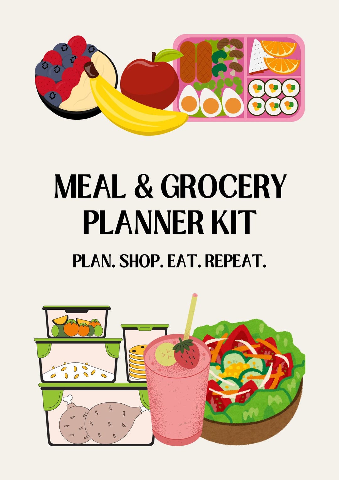 Meal & Grocery Planner Printable: 17-page Meal Prep Binder (digital ...