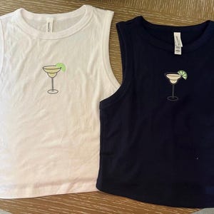 Margarita Embroidered Tank Top, Martini Lovers, Marg Glass, Embroidered ...