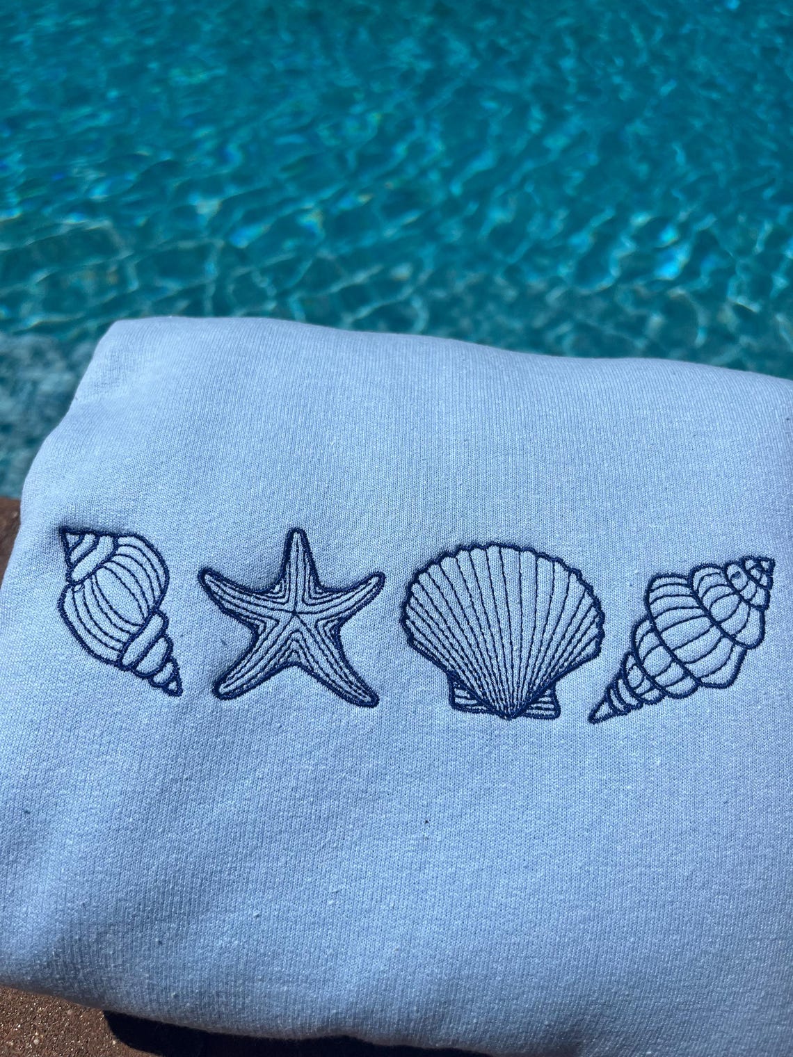 Sea Shell Embroidered Crewneck, Beachy Sweatshirt, Shell Embroidery - Etsy