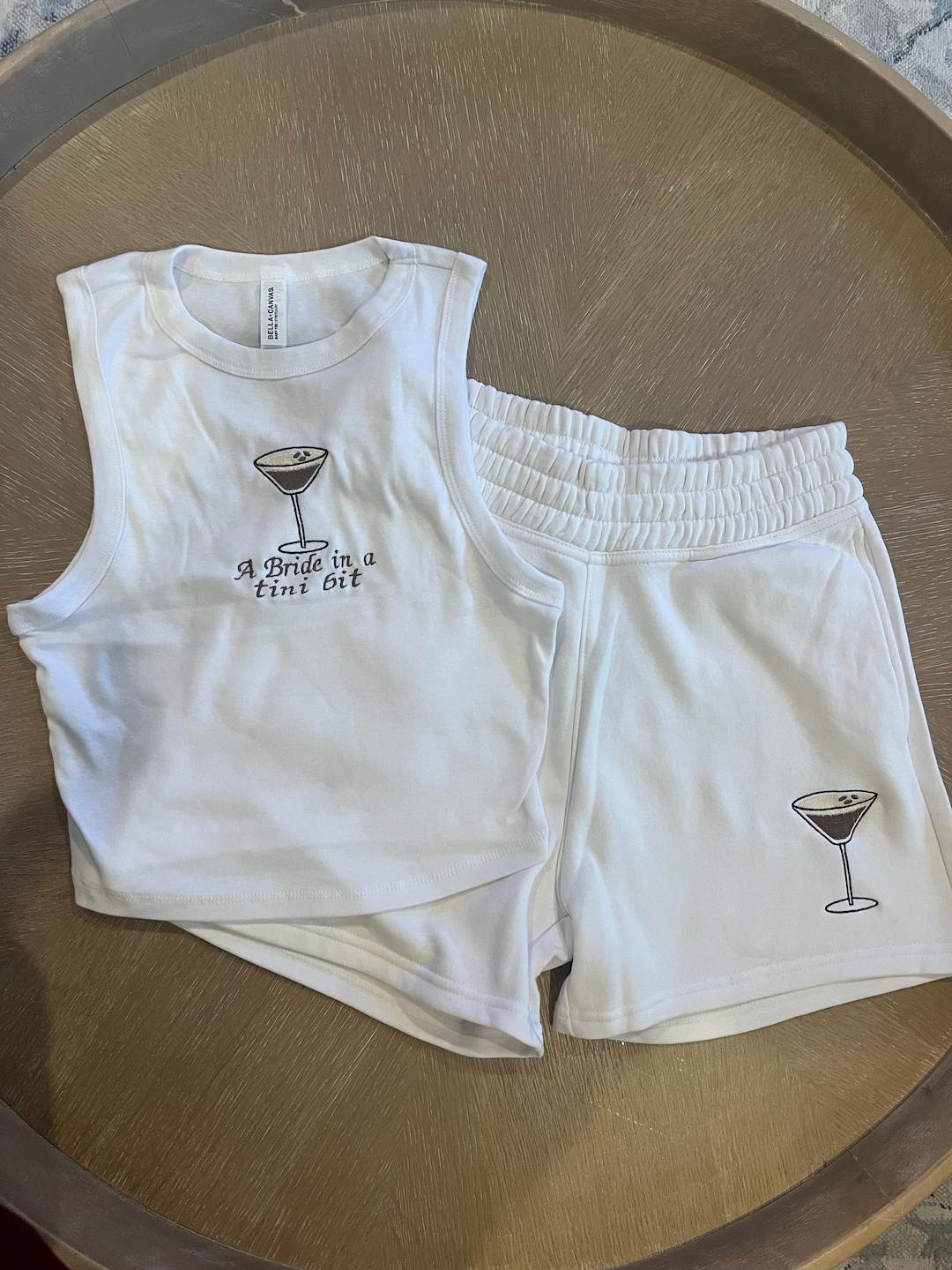 Espresso Martini Bride Tank Top and Shorts Set, Embroidered ...