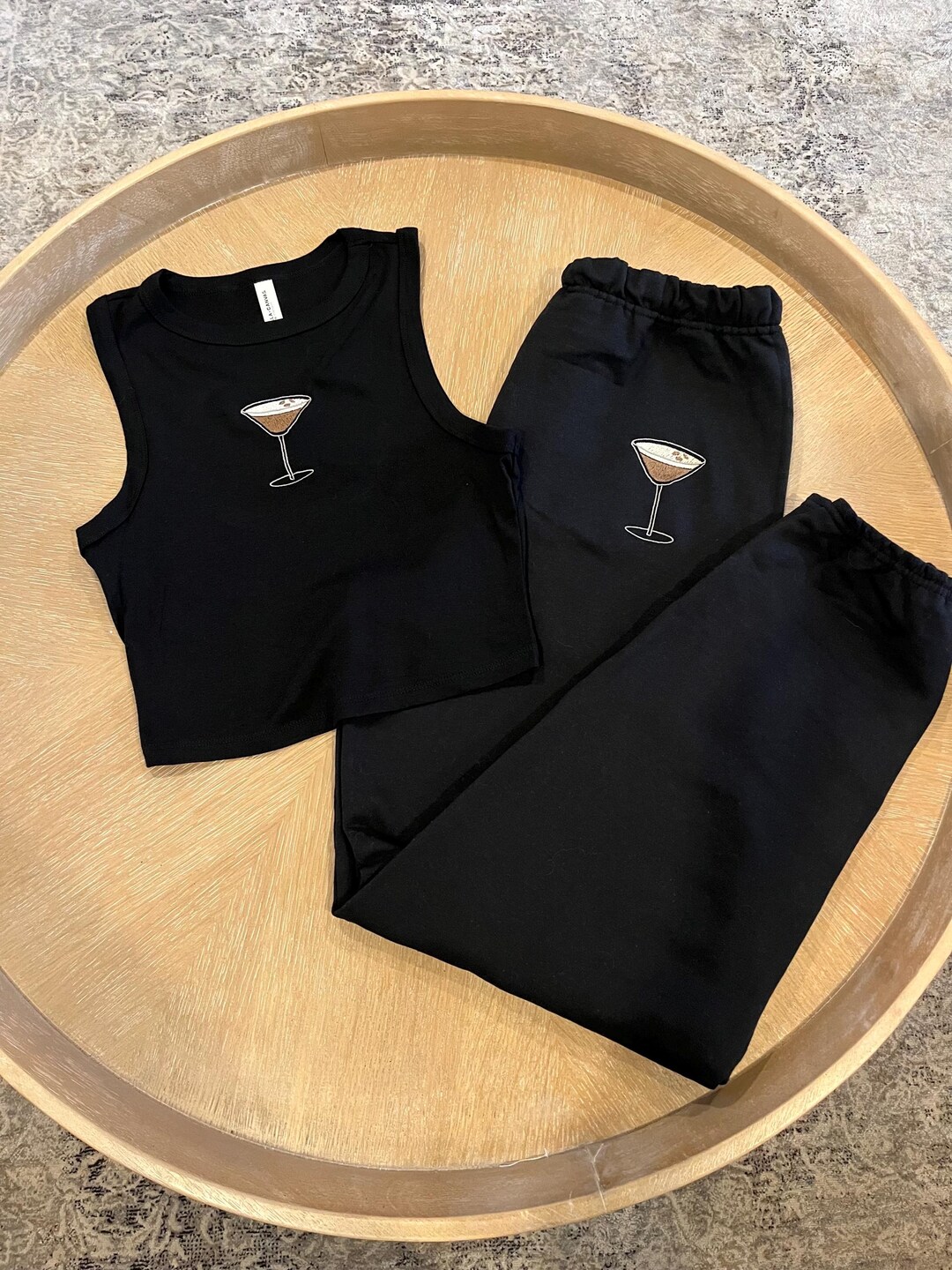 Embroidered Espresso Martini Tank and Sweatpants Set - Etsy