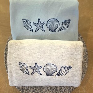 Sea Shell Embroidered Crewneck, Beachy Sweatshirt, Shell Embroidery - Etsy