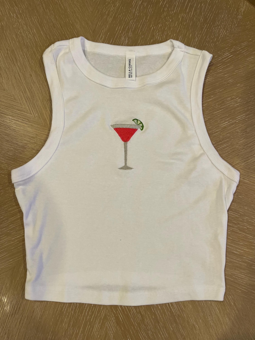 Embroidered Martini Tank Top, Cosmo Cocktail, Trendy Women's Top - Etsy