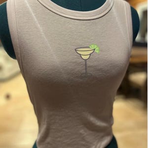 Margarita Embroidered Tank Top, Martini Lovers, Marg Glass, Embroidered ...