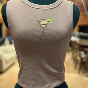 Margarita Embroidered Tank Top, Martini Lovers, Marg Glass, Embroidered ...